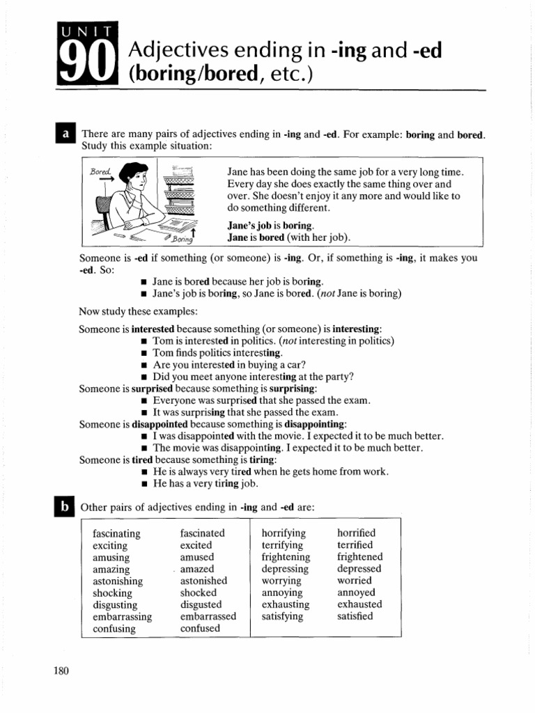 Adjectives Ending in - Ing and - Ed | PDF