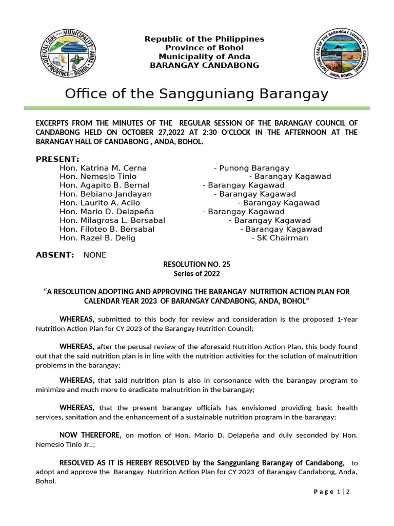 Reso 2022-027 ADOPTING & APPROVING 3-YEAR BNC PLAN CY 2023 | PDF