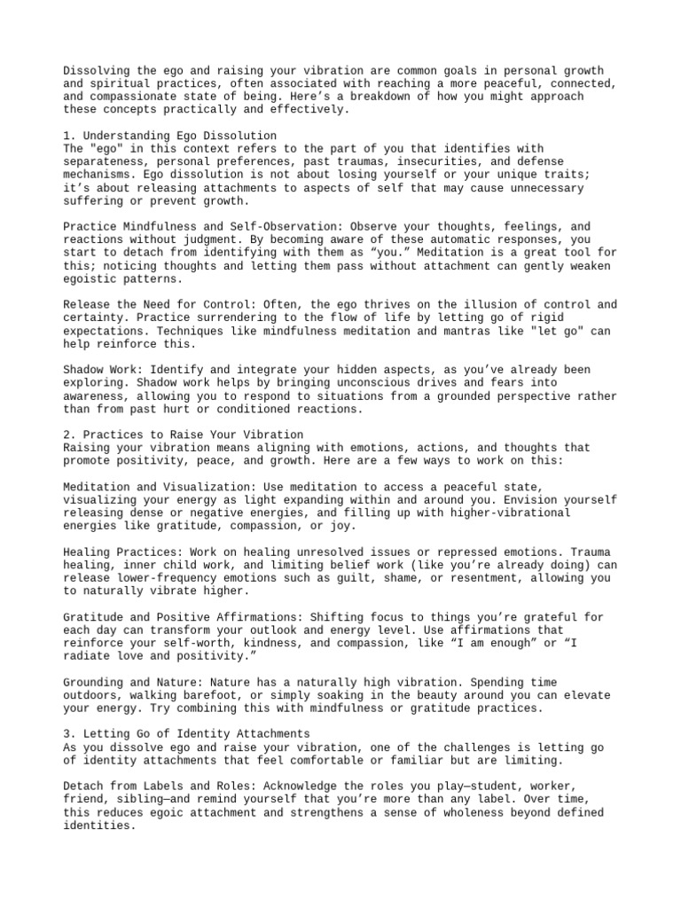 Dissolving The Ego and Rasing Your Vibration | PDF | Id | Meditation