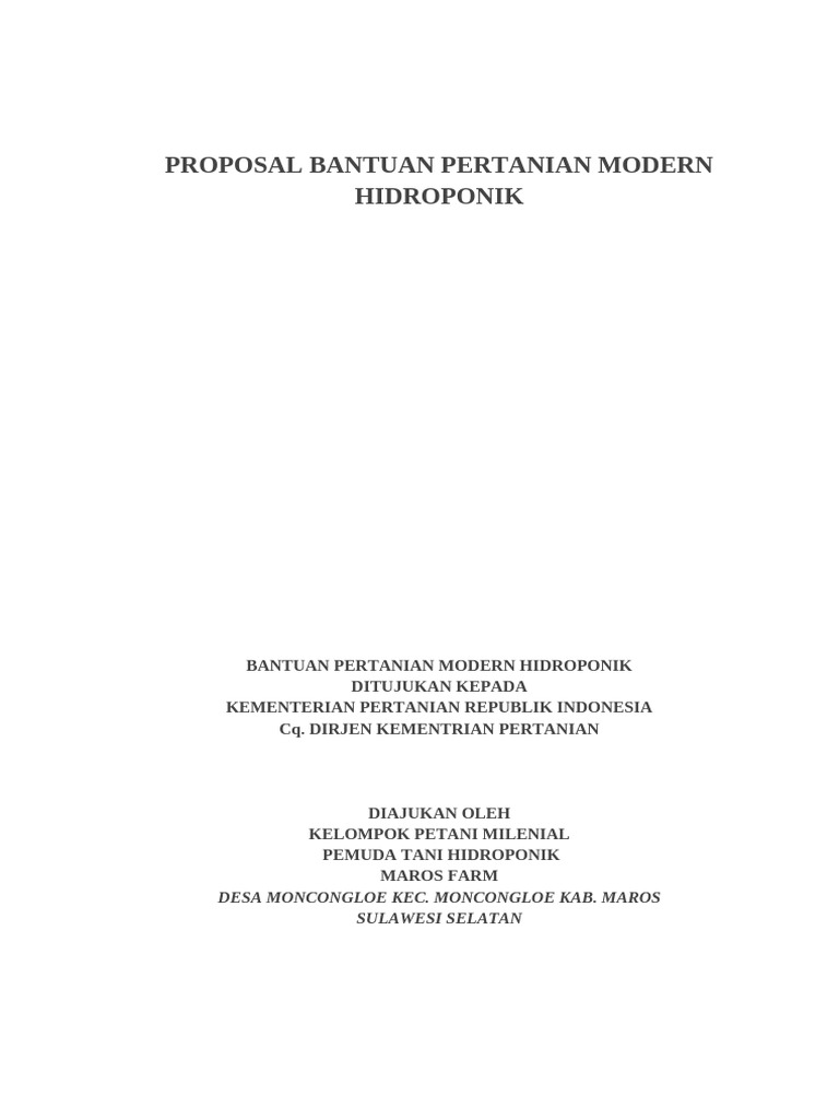 Proposal Hidroponik1 (Repaired) - 1 | PDF | Kesehatan Holistik | Sains & Matematika