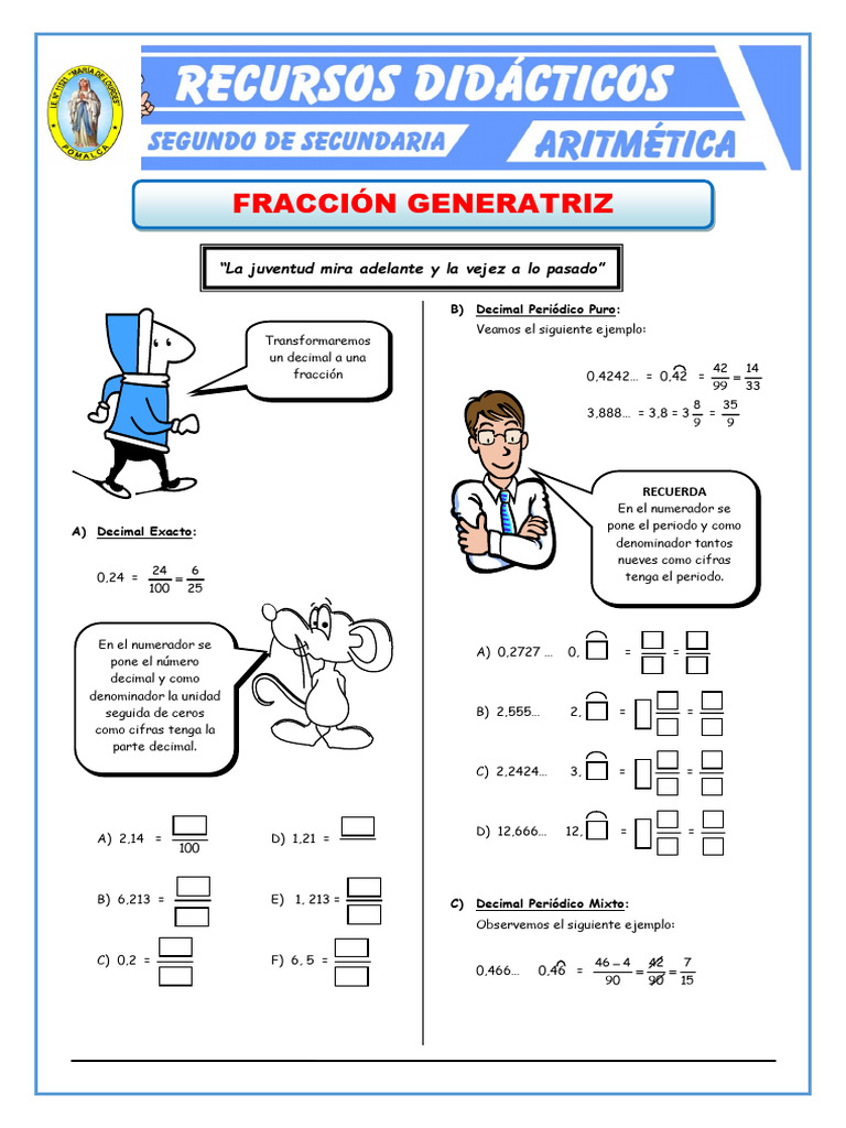 Fracción-Generatriz MATERIAL para 2° | PDF | Matemáticas | Lexicología
