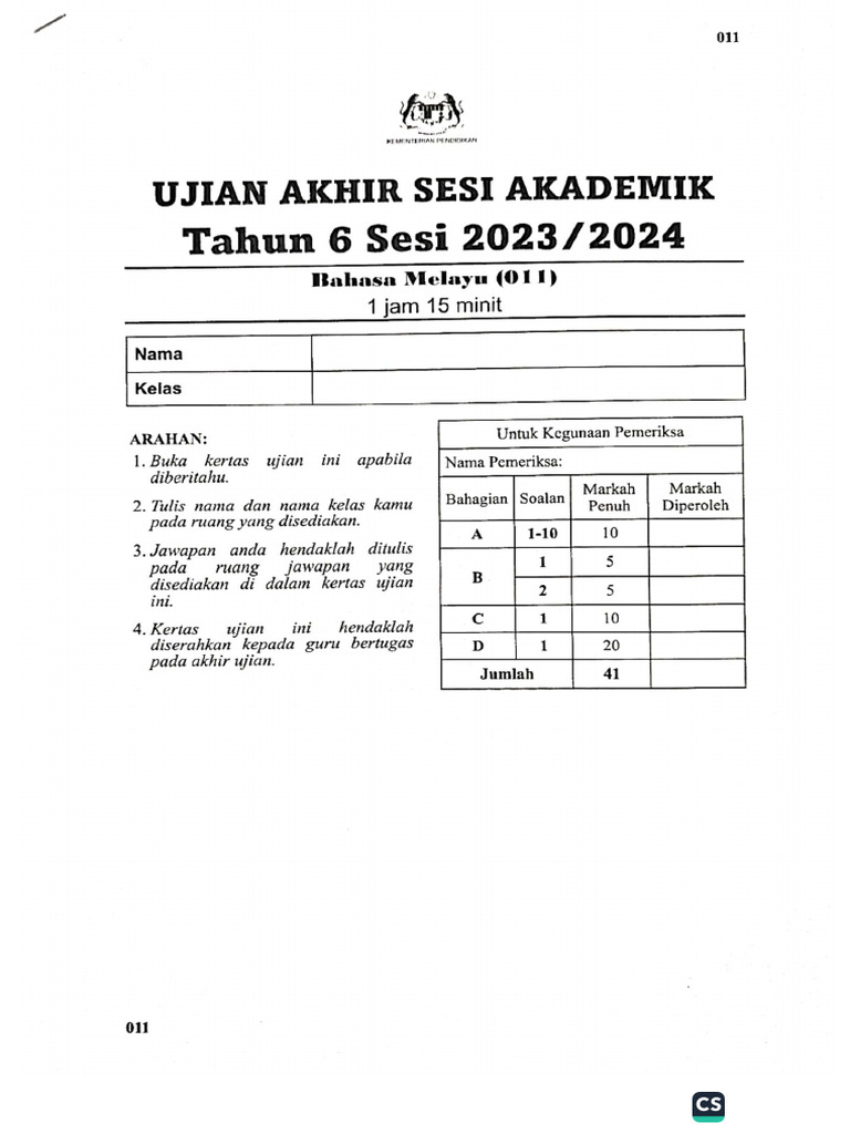 BM6 (5) Soalan | PDF