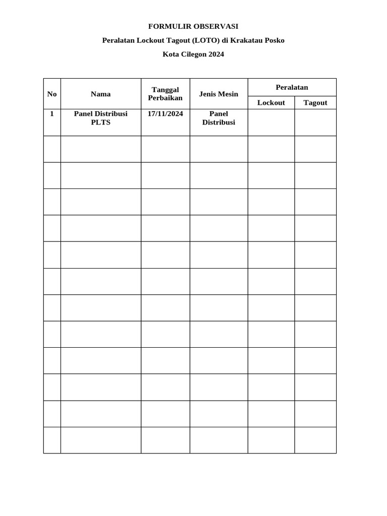 Form LOTO | PDF