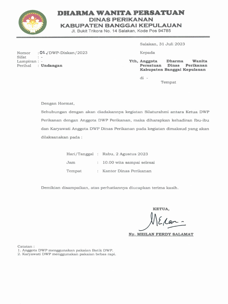 Surat Undangan DWP | PDF