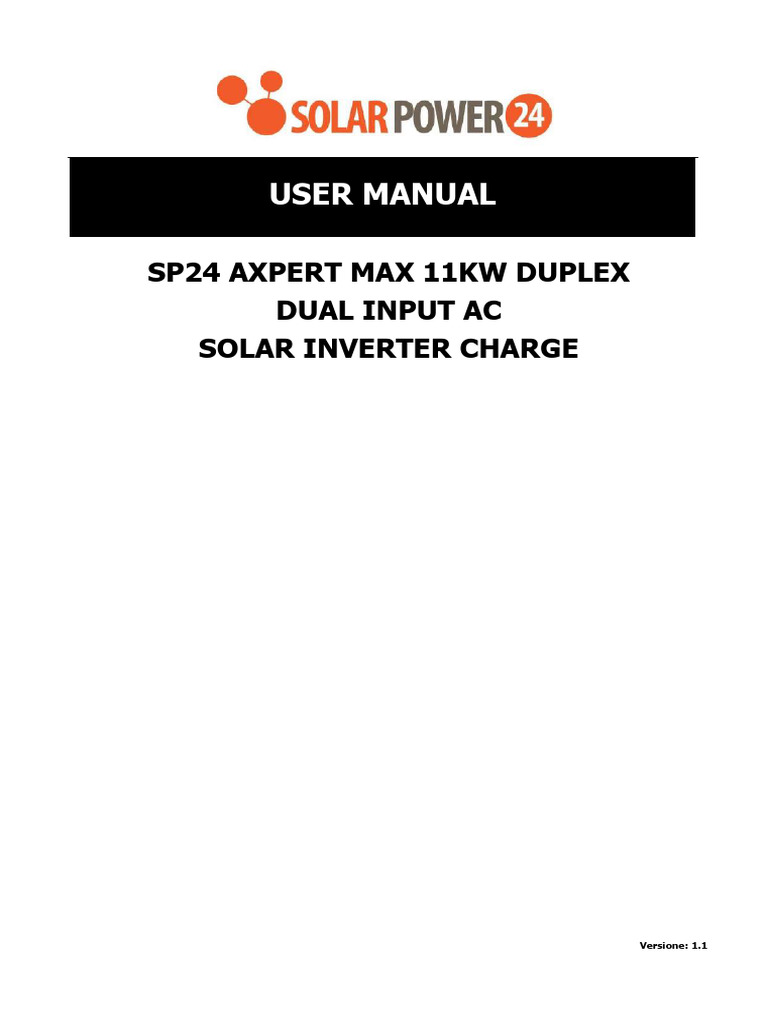 SP24 Axpert MAX 11K DUPLEX 20231108 EN | PDF | Battery Charger ...