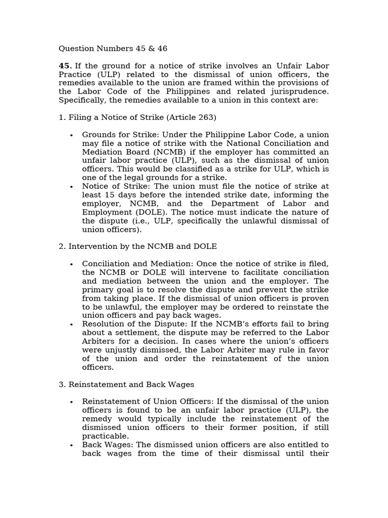 Faurillo, Froilan Labor Rev Assignment 001 Numbers 45 & 46 | PDF | Strike Action | Employment