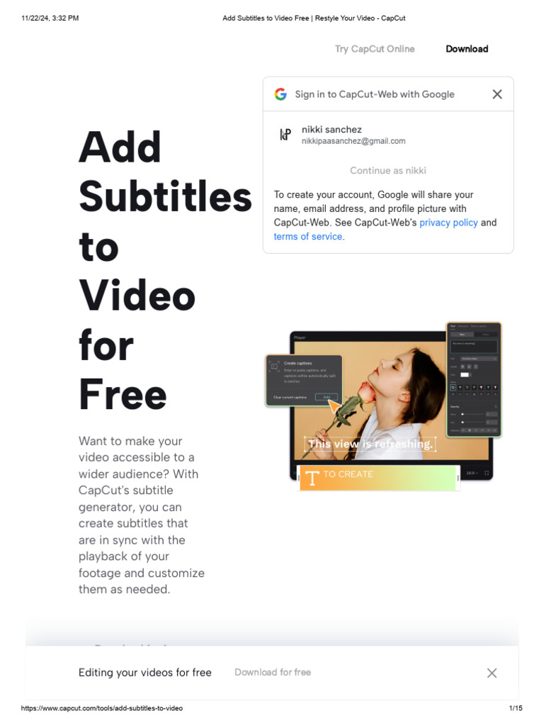 Add Subtitles To Video Free - Restyle Your Video - CapCut | PDF | Internet Privacy | Cyberspace