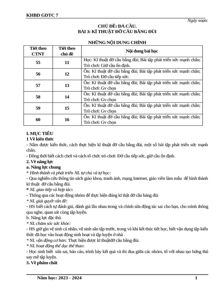 2023 2024 GDTC 7 Tiết 55,56,57,5,59,60 Tuần 28,29,30 | PDF