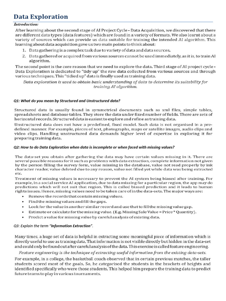 Artificial Intelligence Data Exploration | PDF