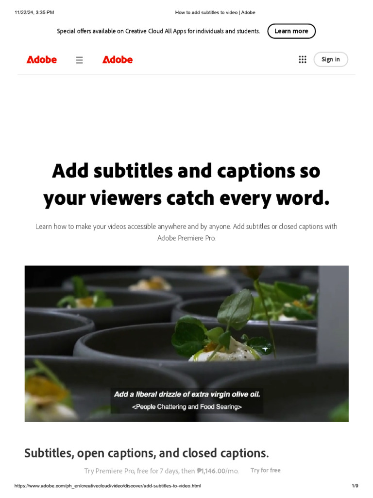 How To Add Subtitles To Video - Adobe | PDF | Software | Video