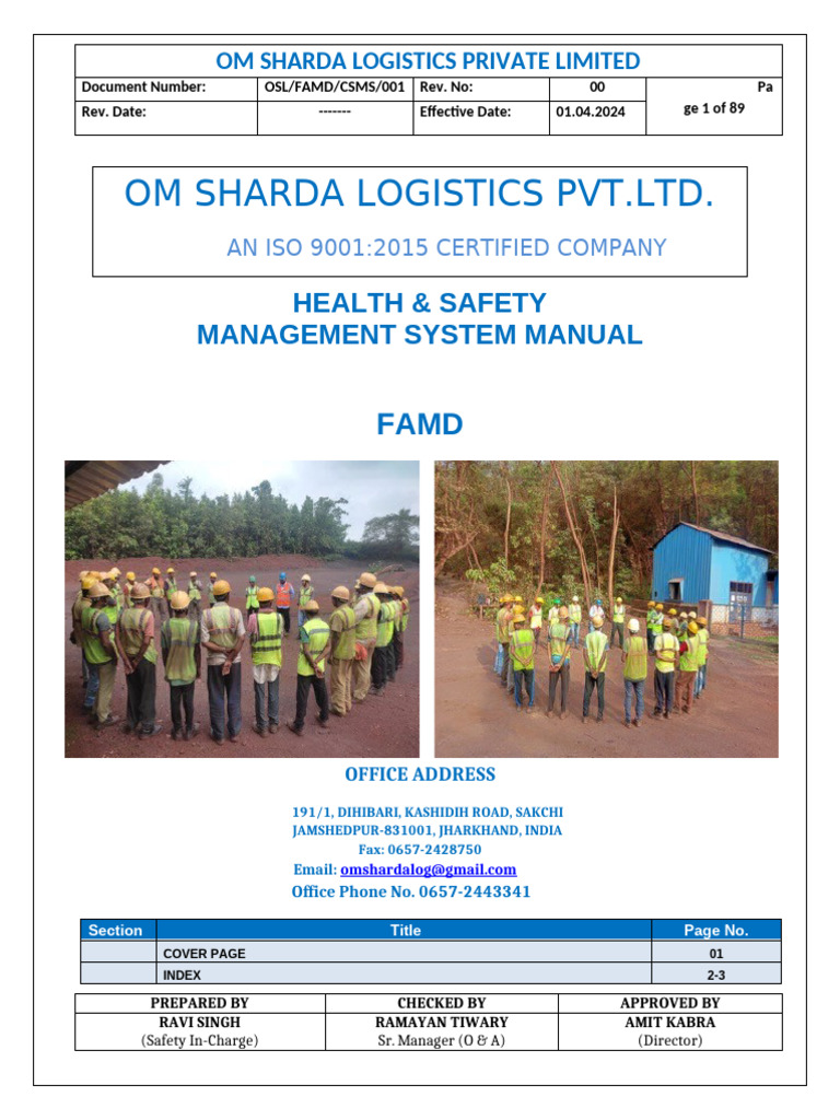 Health & Safety Management Manual | PDF | Occupational Safety And ...
