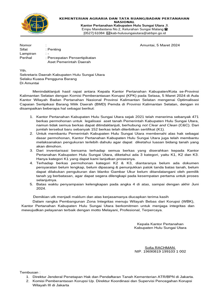 Surat Ke Pemda | PDF