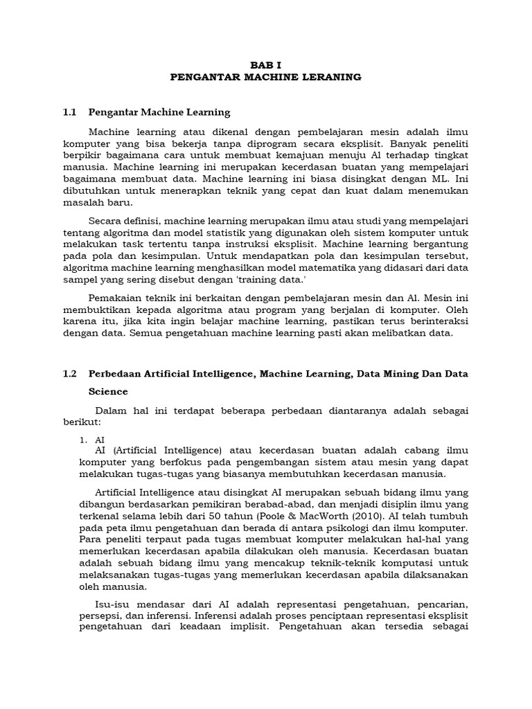 Modul 1 Pengantar Machine Learning | PDF