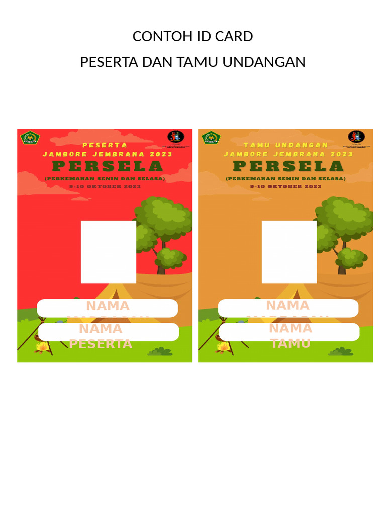 Contoh ID Card Peserta dan Tamu | PDF
