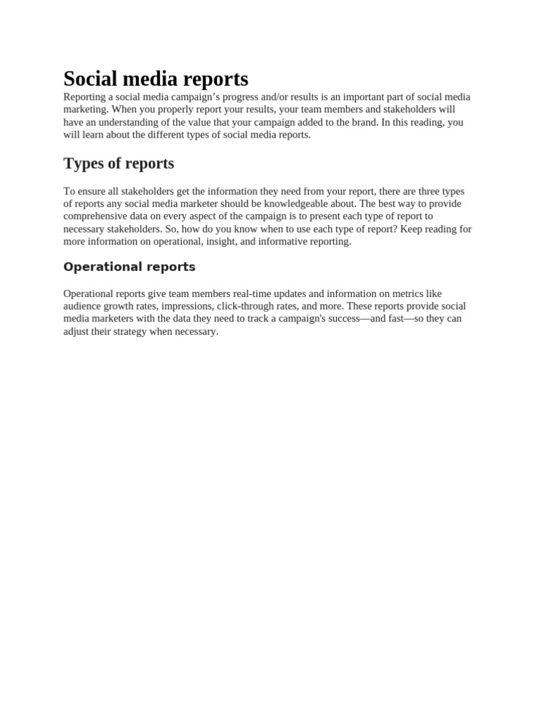 w4-s11. Social Media Reports | PDF | Social Media | Popular Culture ...