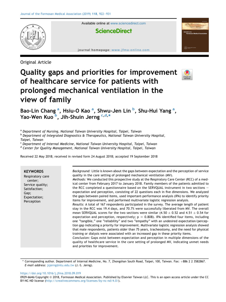 3 Quality Gaps and Priorities for Improvementof Healthcare Service for ...