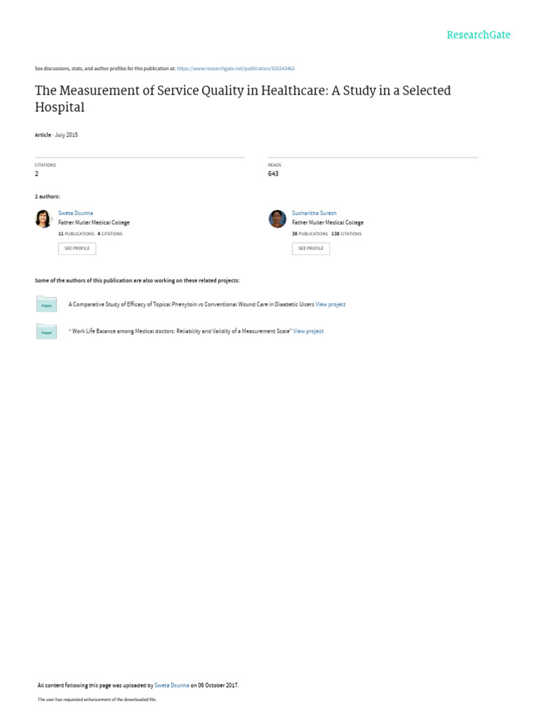 4 The Measurement of Service Quality in Healthcare | PDF | Patient ...