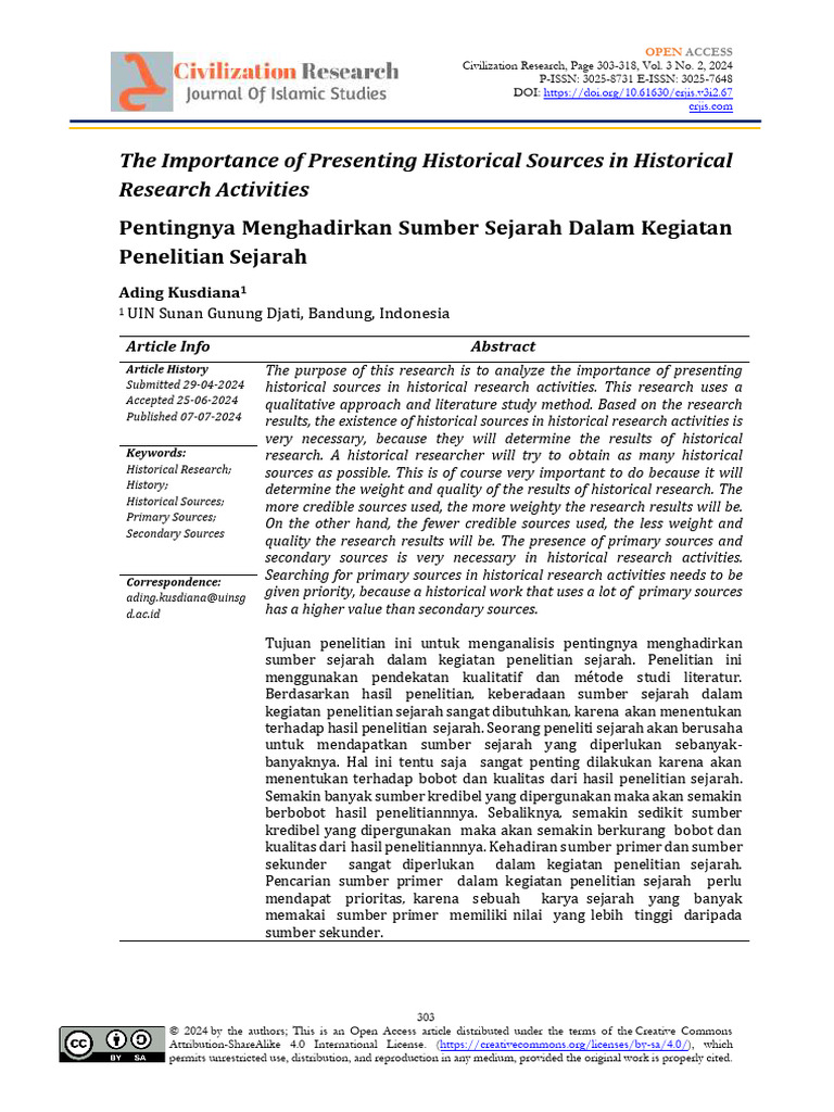 5+PDF Ading+Kusdiana Sumber+Sejarah UIN+Bandung 303-318 | PDF