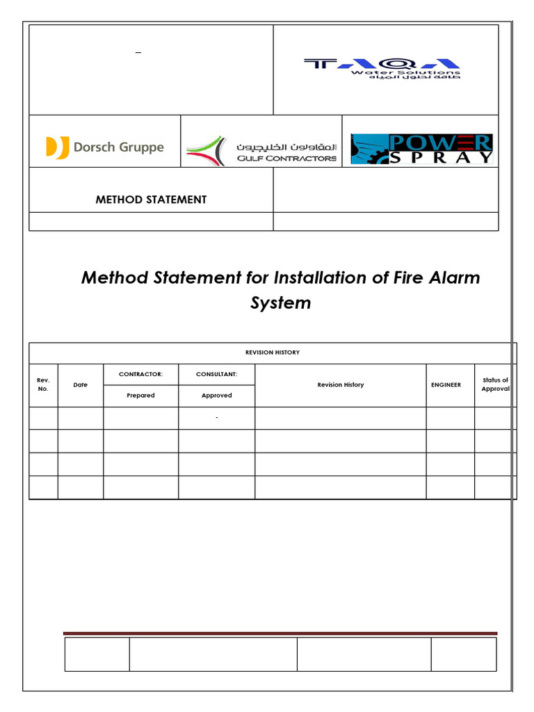 Method Statement For Installation of Fire Alarm System | PDF | Safety
