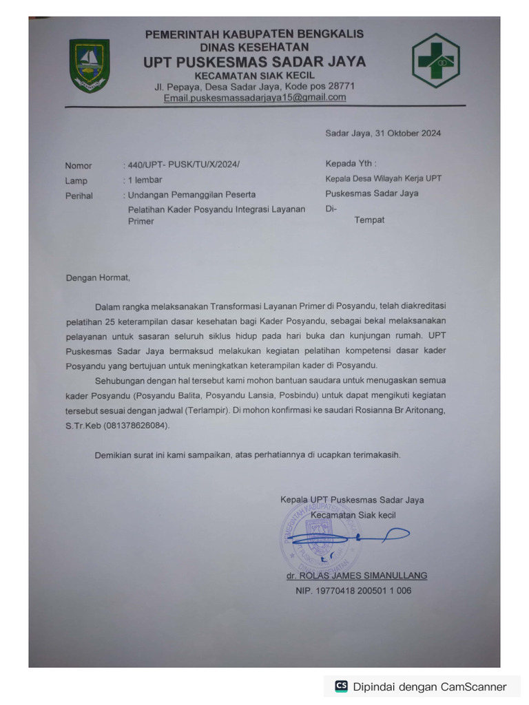 Undangan ILP UPT Puskesmas Sadar Jaya | PDF