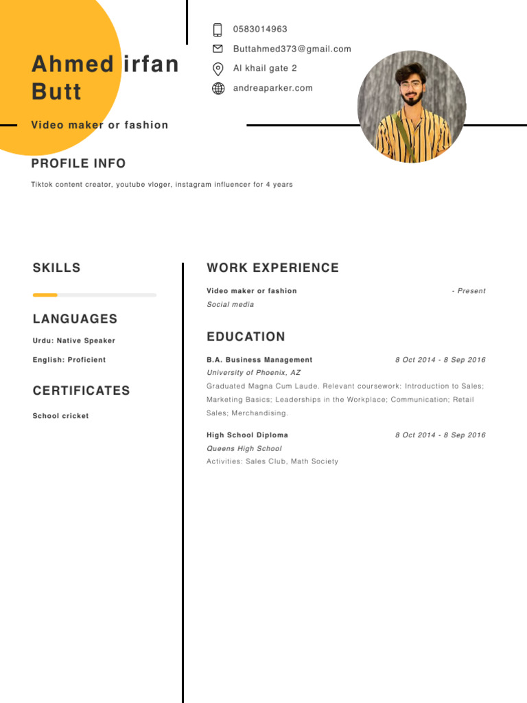 Ahmed Irfan Butt: Profile Info | PDF