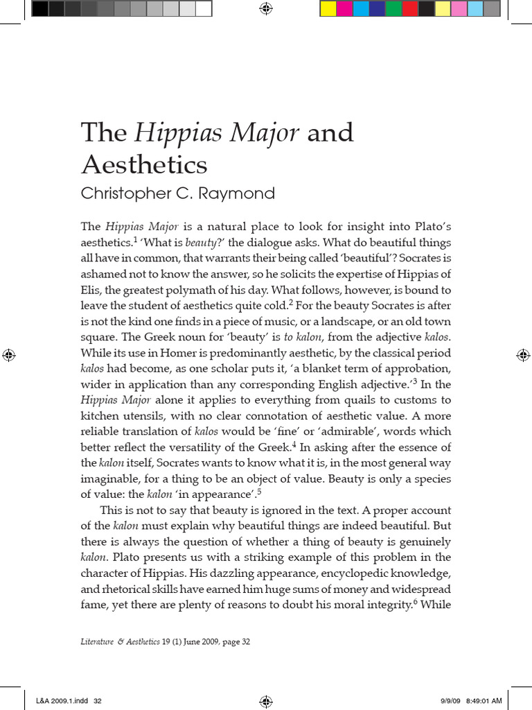 Plato's Aesthetics in Hippias Major | PDF | Socrates | Beauty