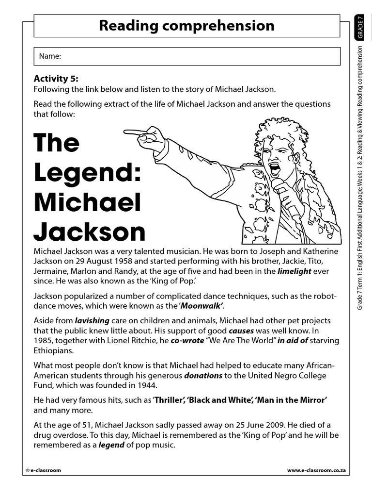 READING COMP MJ - Unlocked | PDF | Michael Jackson