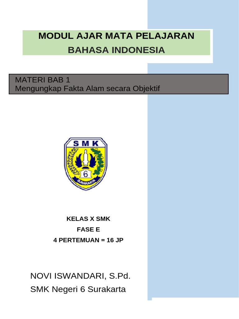 Modul Ajar - X - Bab 1 - L H o | PDF
