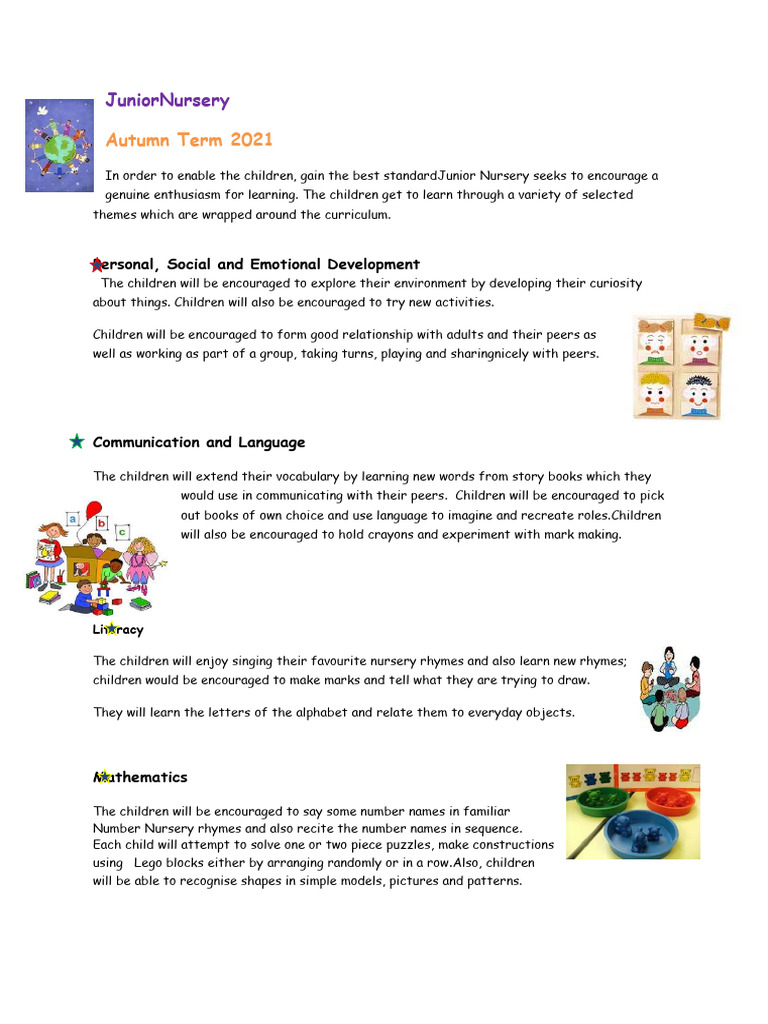 Junior Nursery Curriculum Overview | PDF | Curiosity | Preschool