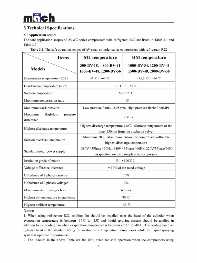 Mach Operations Manual Technical Specifications - Existing | PDF