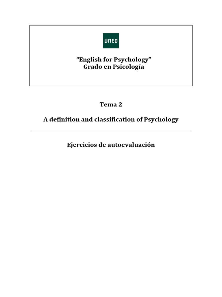 Ejercicios English For Psychology | PDF | Psychology | Applied Psychology