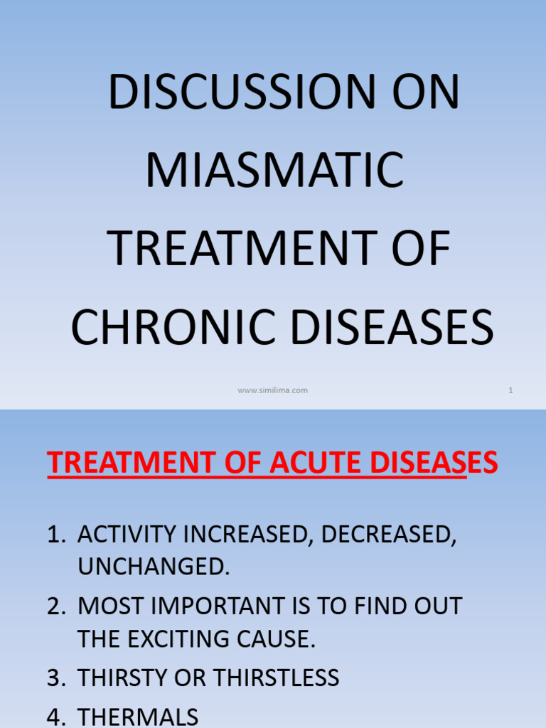 Miasmatic Treatment Chronicdisease | PDF | Medicine | Diseases And ...