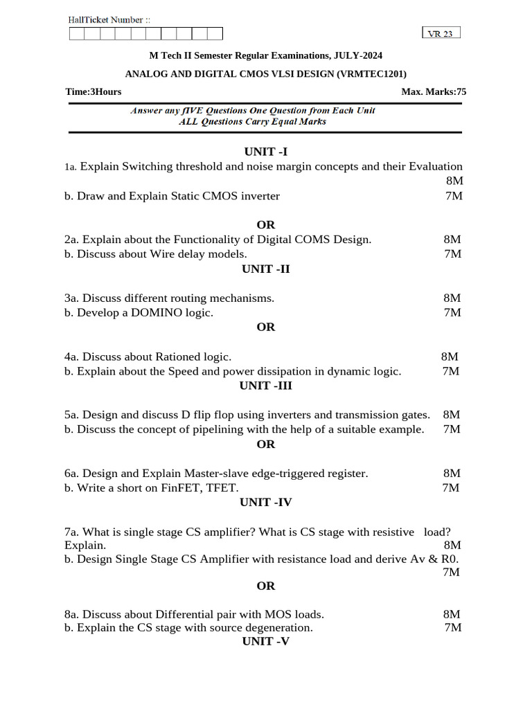 Analog and Digital Cmos Vlsi Design | PDF