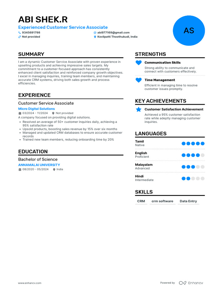 Abi Shek RResume | PDF | Customer Relationship Management | Business