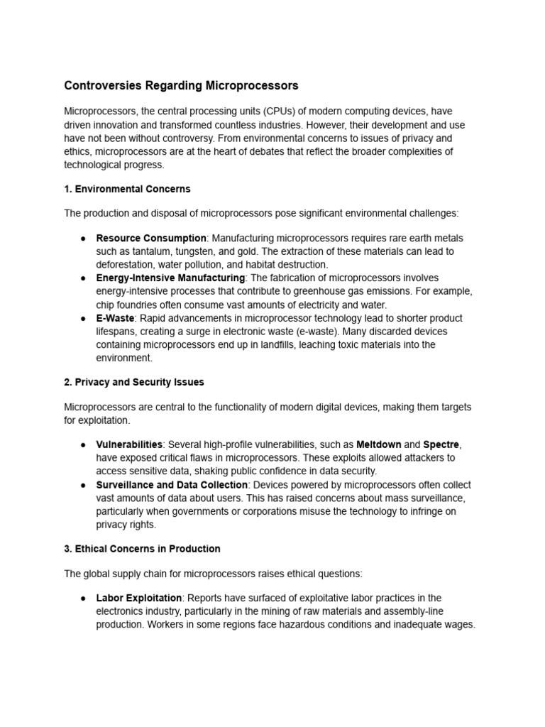 Controversies Regarding Microprocessors | PDF | Electronic Waste ...