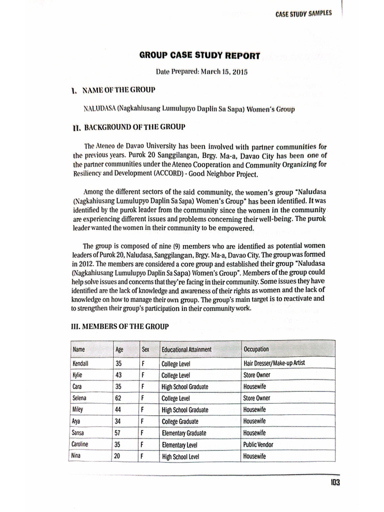 Sample Group Case Study Report | PDF