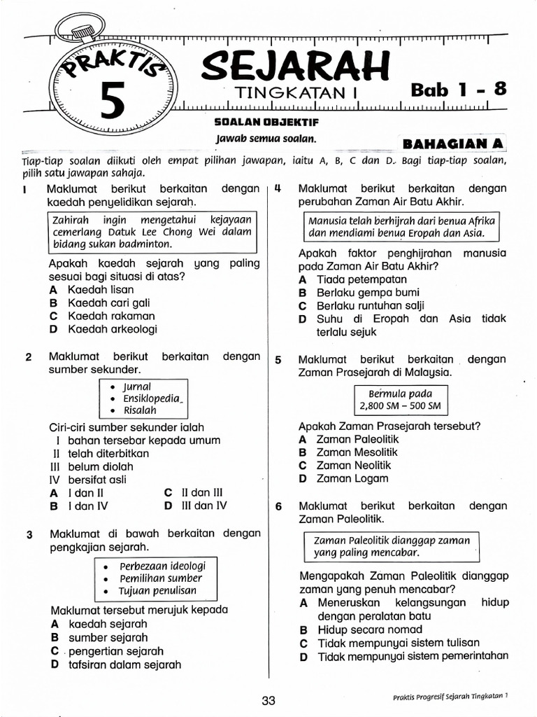 Form 1 Sejarah Praktis 5 Bab 1 - 8 Vision | PDF