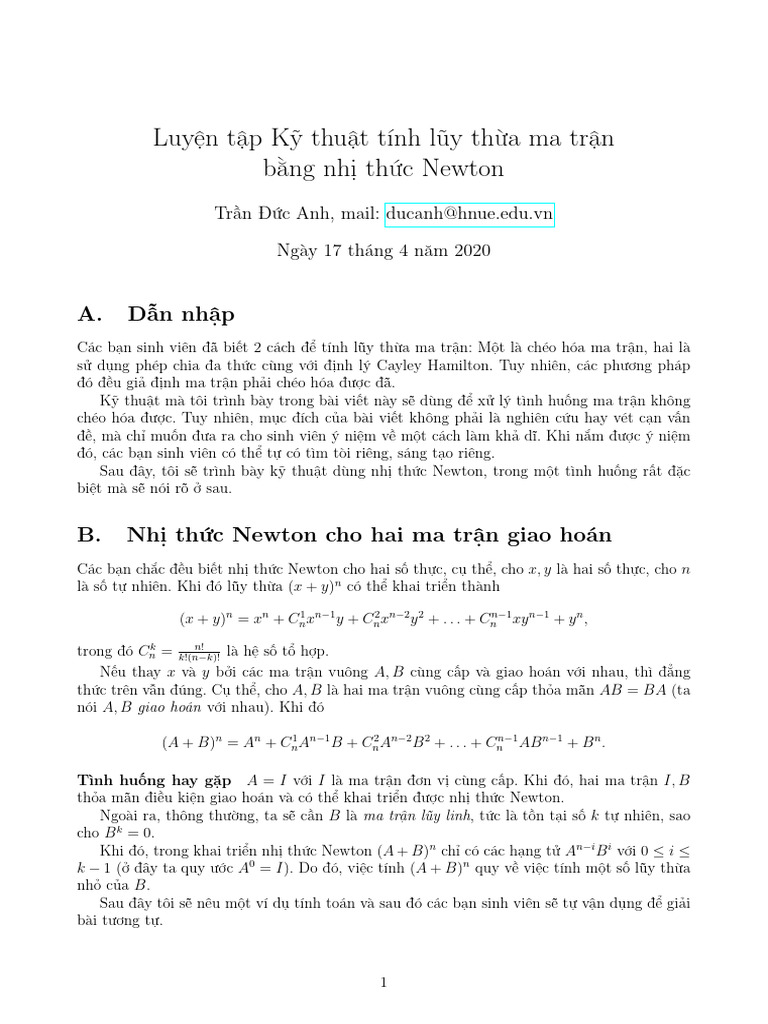 Luy Thua Ma Tran Newton | PDF