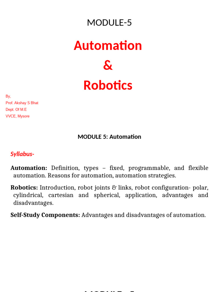 IME - MODULE-5 Chapter 1 and 2 | PDF | Actuator | Automation