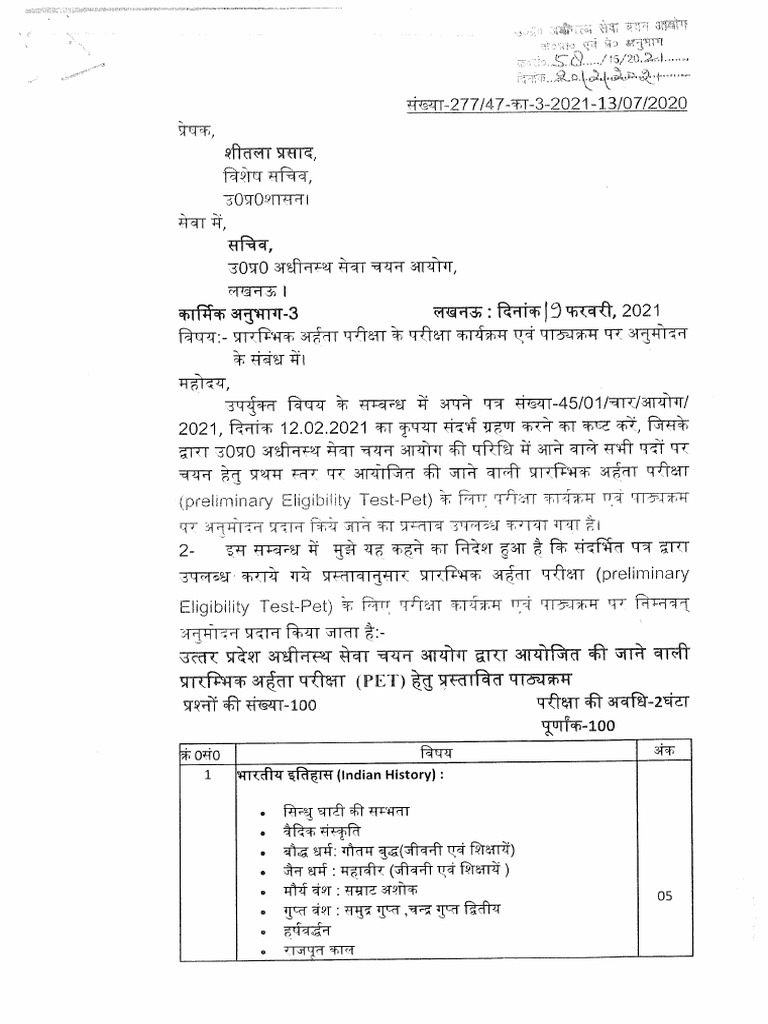 UPSSSC PET Syllabus | PDF