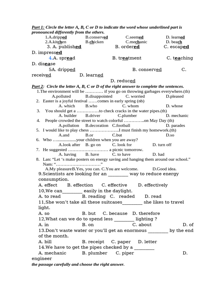 Revision For Te Mid Second Test | PDF | Parade