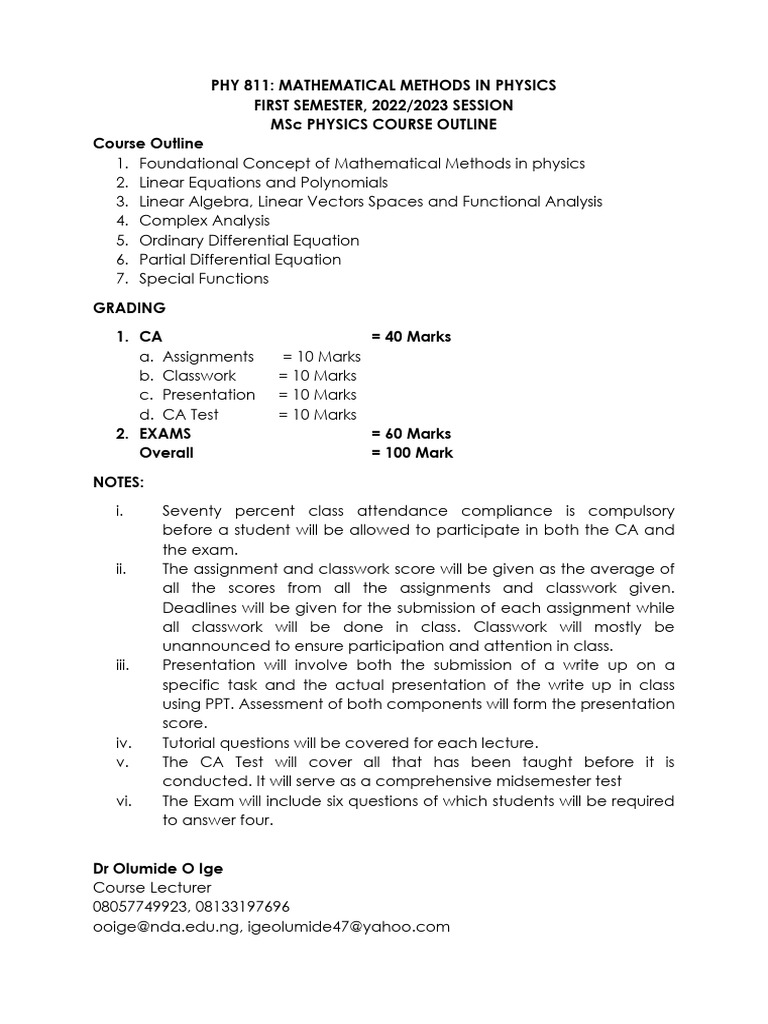 Phy 811 Methods of Mathematical Physics 23 | PDF