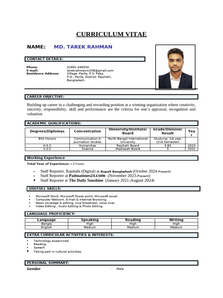 Tarek Rahman CV 02 | PDF