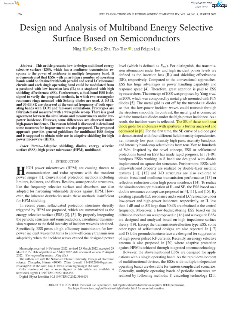 Design and Analysis of Multiband Energy Selective Surface Based On ...