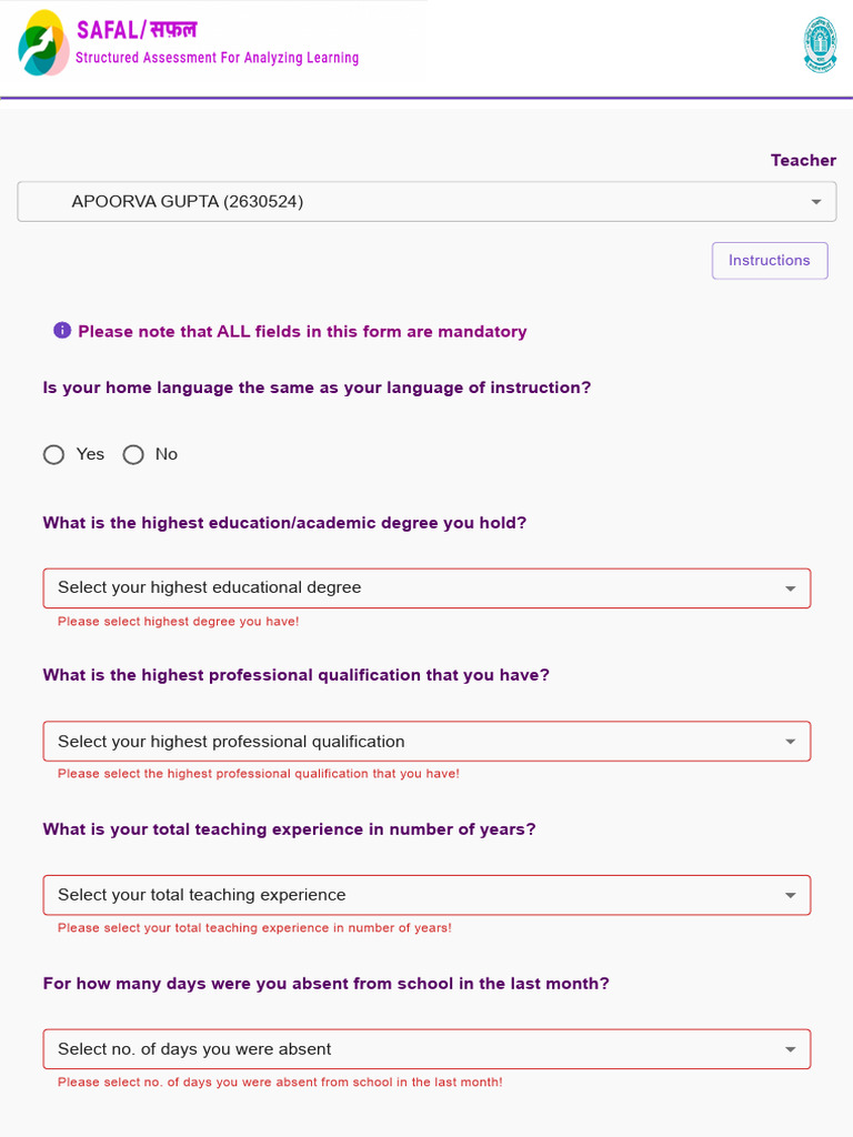 Safal Teacher Question | PDF