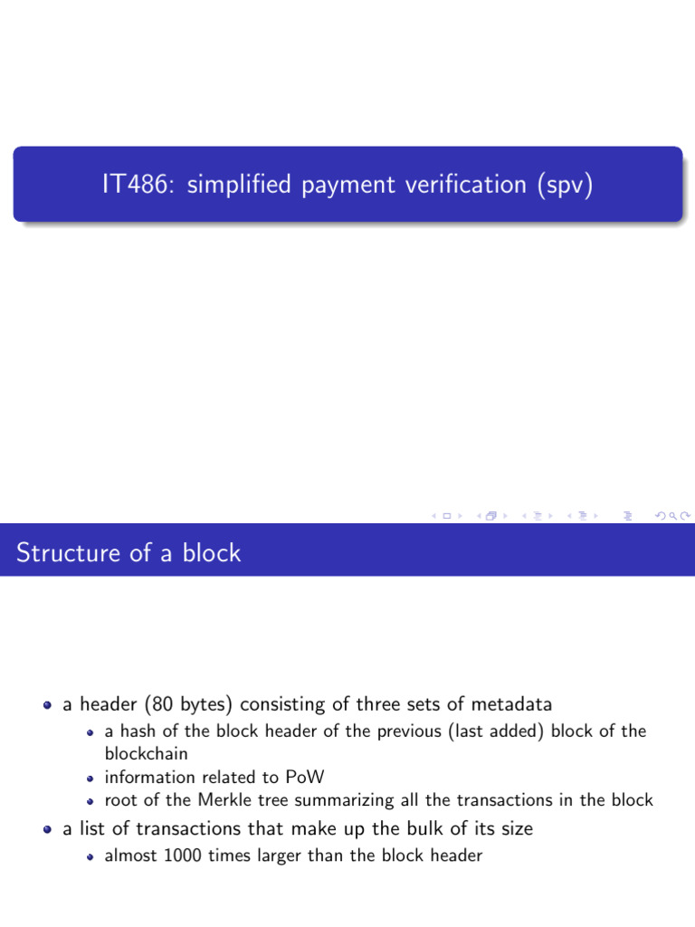 Simplified Payment Verification (SPV) Guide | PDF | Computer Science | Computer Data