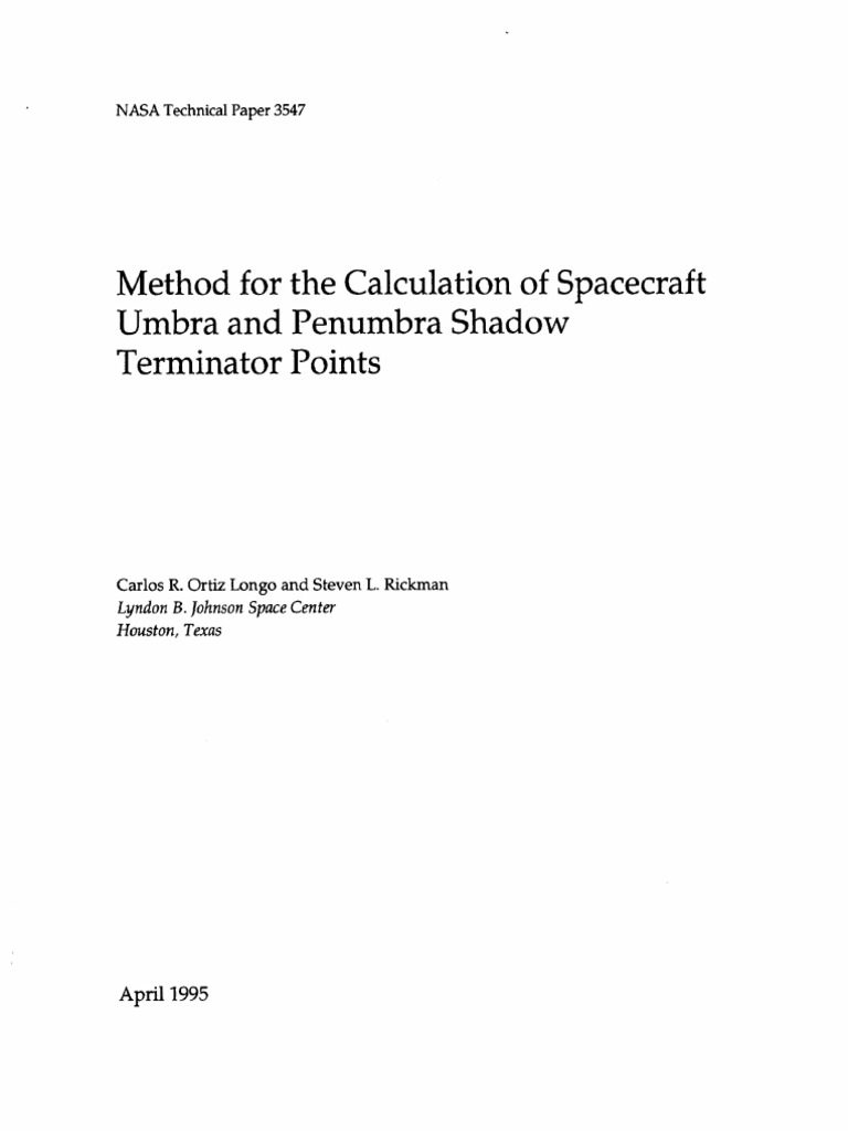 Spacecraft Shadow Terminator Calculation | PDF | Matrix (Mathematics ...
