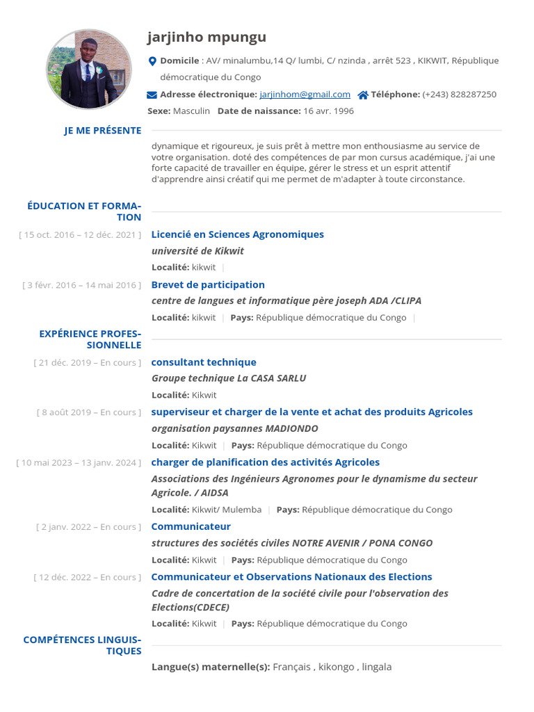 Présentation de Jarjinho Mpungu | PDF