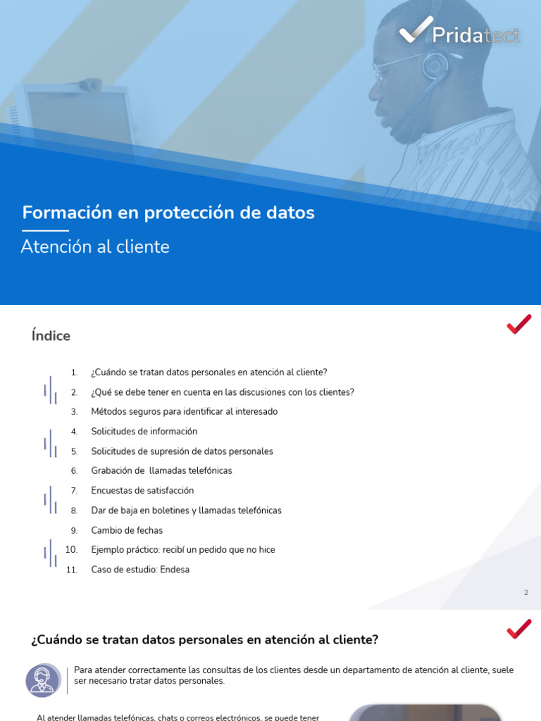 Protección de Datos en Atención al Cliente | PDF | Servicio al Cliente | Gestión de la relación ...