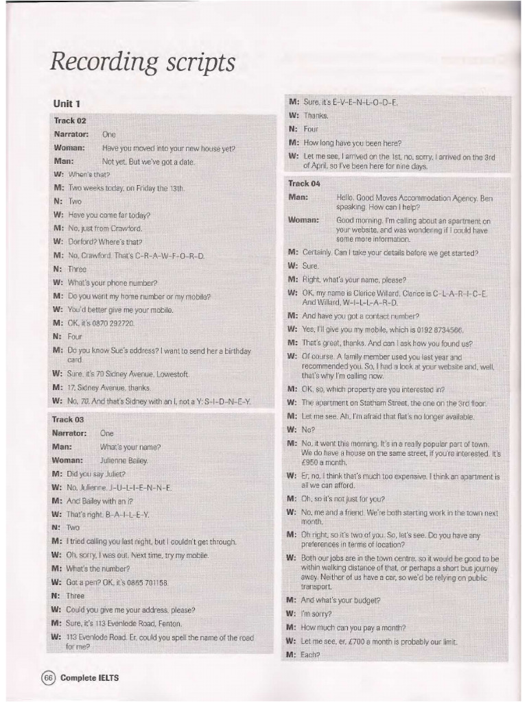 Complete IELTS Band 4-5 Recording Script | PDF